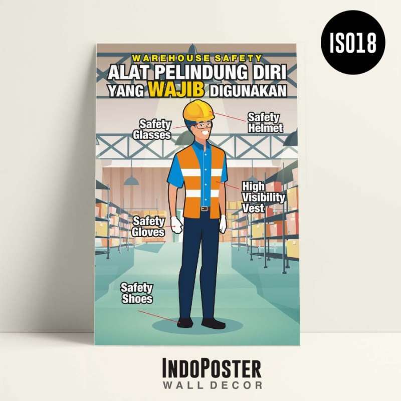 Jual Poster Safety K3 Gudang Warehouse APD yang WAJIB digunakan A1 di ...