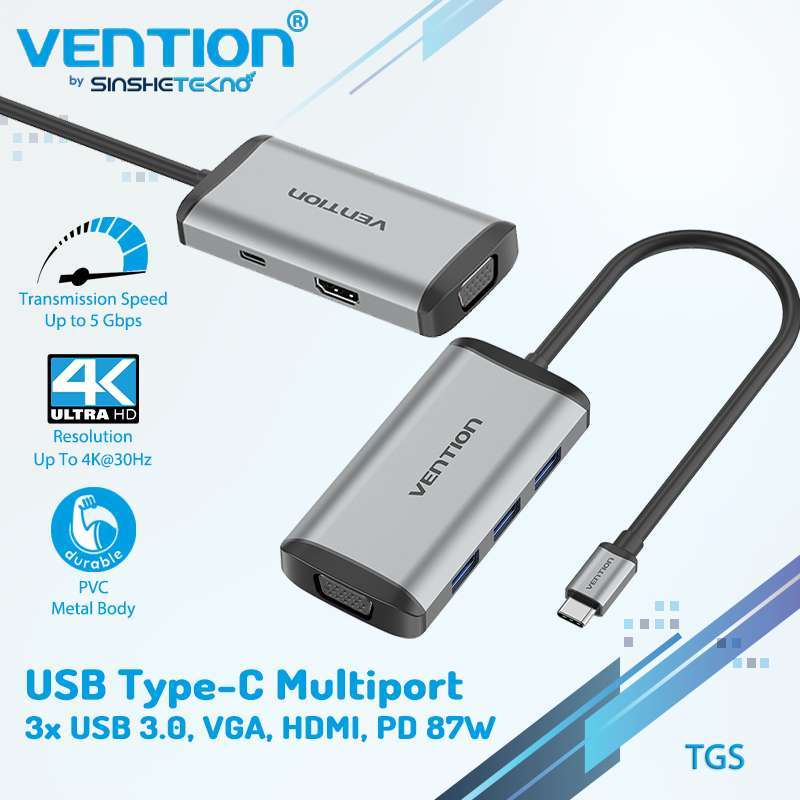 Jual VENTION USB Type C HUB Multiport VGA HDMI USB 3.0 Micro USB PD ...