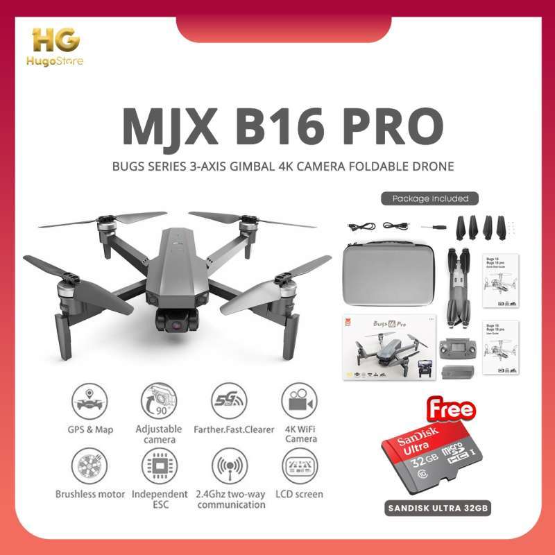 Jual MJX Bugs 16 Pro B16 Pro EIS 5G WIFI FPV Dengan 3-axis Gimbal GPS DRONE di Seller Hugostore ...