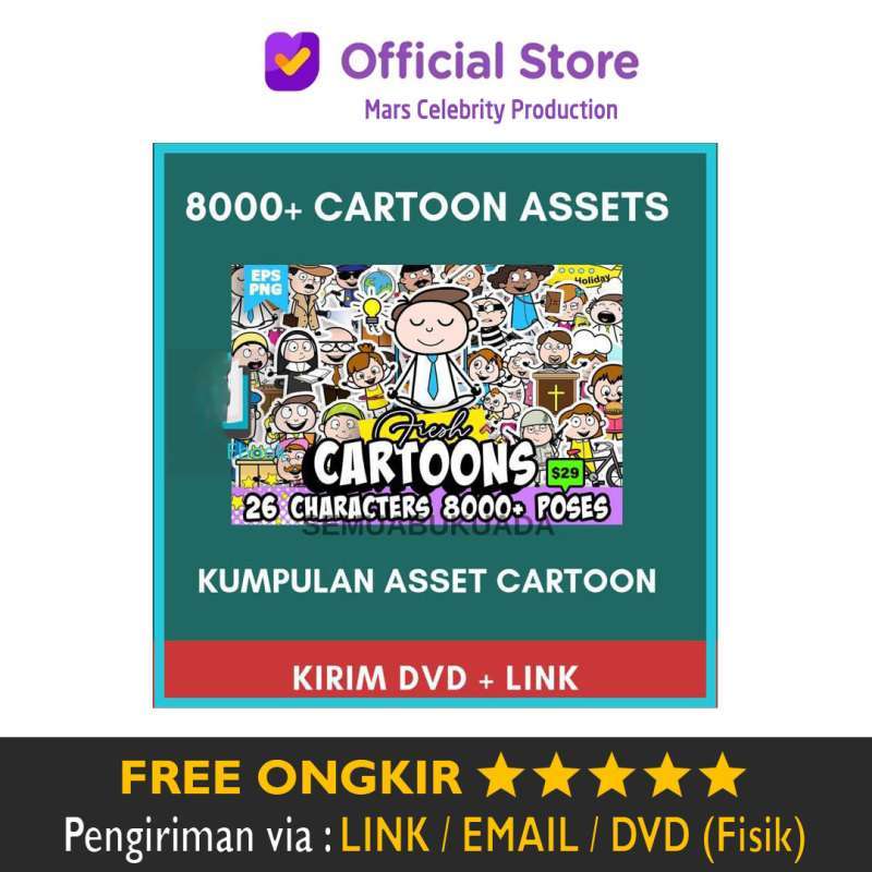 Jual Bundle 8000+ Cartoons Character Asset Gambar Desain Grafis Kartun ...