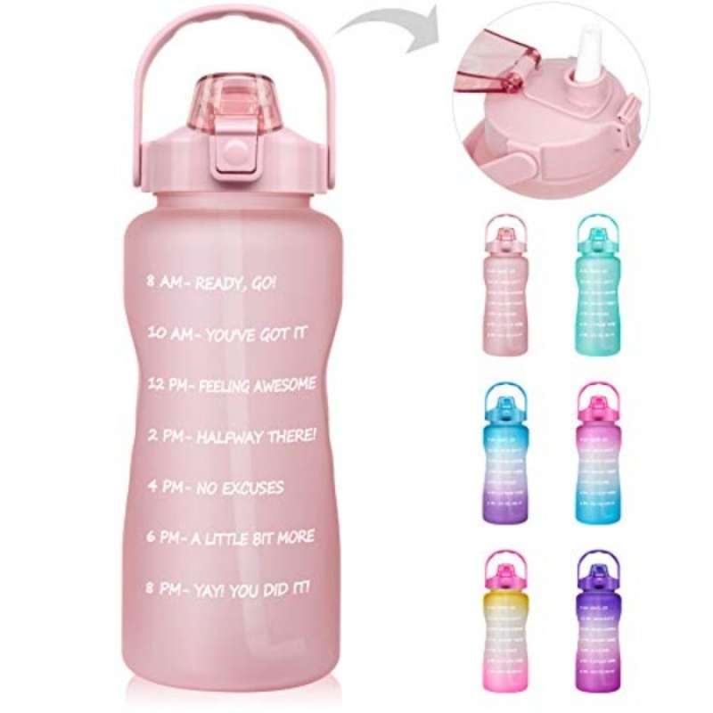 Jual 64 OZ-Half Gallon Motivational Water Bottle with Time Marker ...