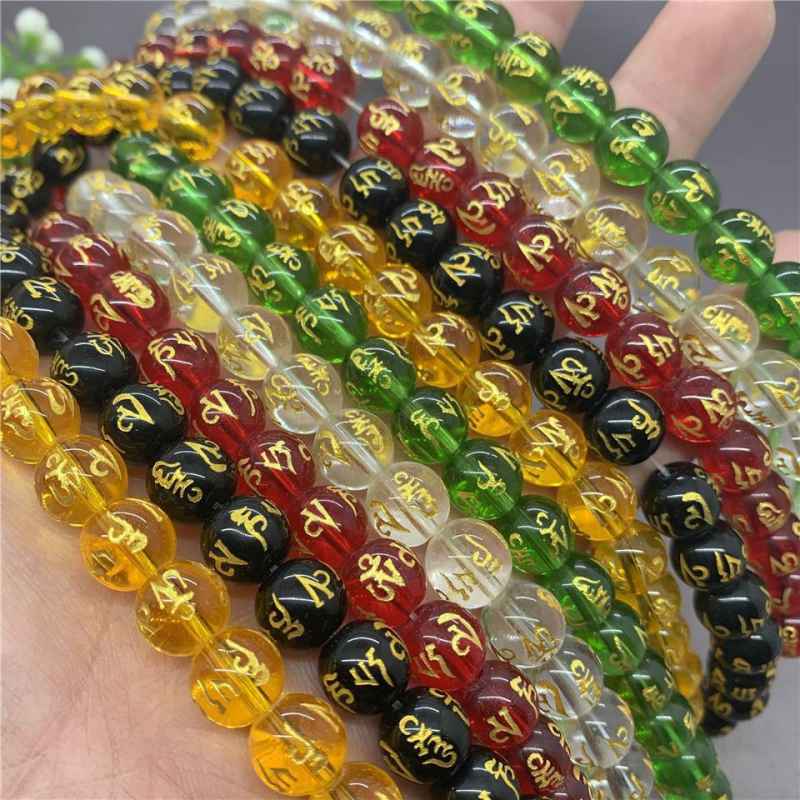 Jual Manik-manik Batu Ukir Mantra Tibet Om Mani Padme Hum - Green Di ...