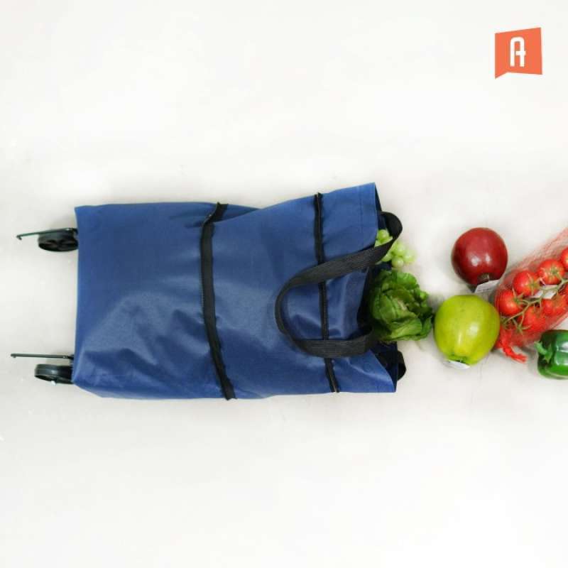 Jual ataru tas belanja lipat dengan roda - biru tua di Seller ...