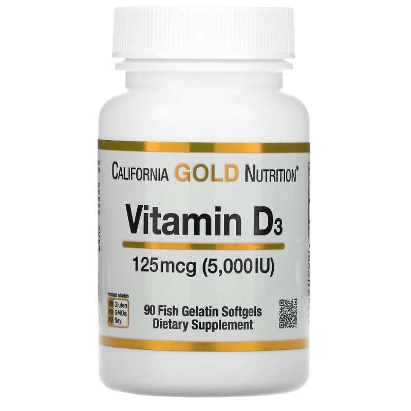 Jual California Gold Nutrition, Vitamin D3, 125 mcg (5,000 IU), 90 ...