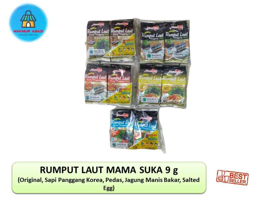 Jual Rumput Laut Mama Suka 4,5 g x 2 (Rasa Pedas)- Makmur Abadi di ...