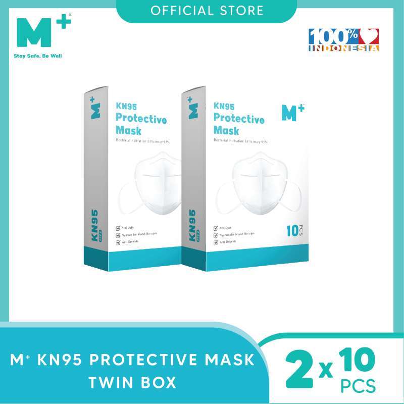 Promo Masker KN95 5 Ply Earloop -M+ paket 2 box Isi @10 Pcs Diskon 40% ...