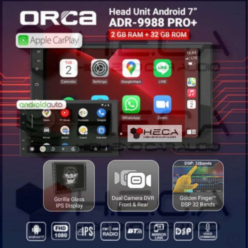 Jual Orca Adr-9988 Pro+ Android 7 Pro Plus Head Unit Double Din Mobil ...