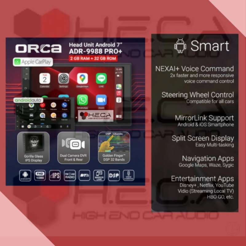 Jual Orca Adr-9988 Pro+ Android 7 Pro Plus Head Unit Double Din Mobil ...