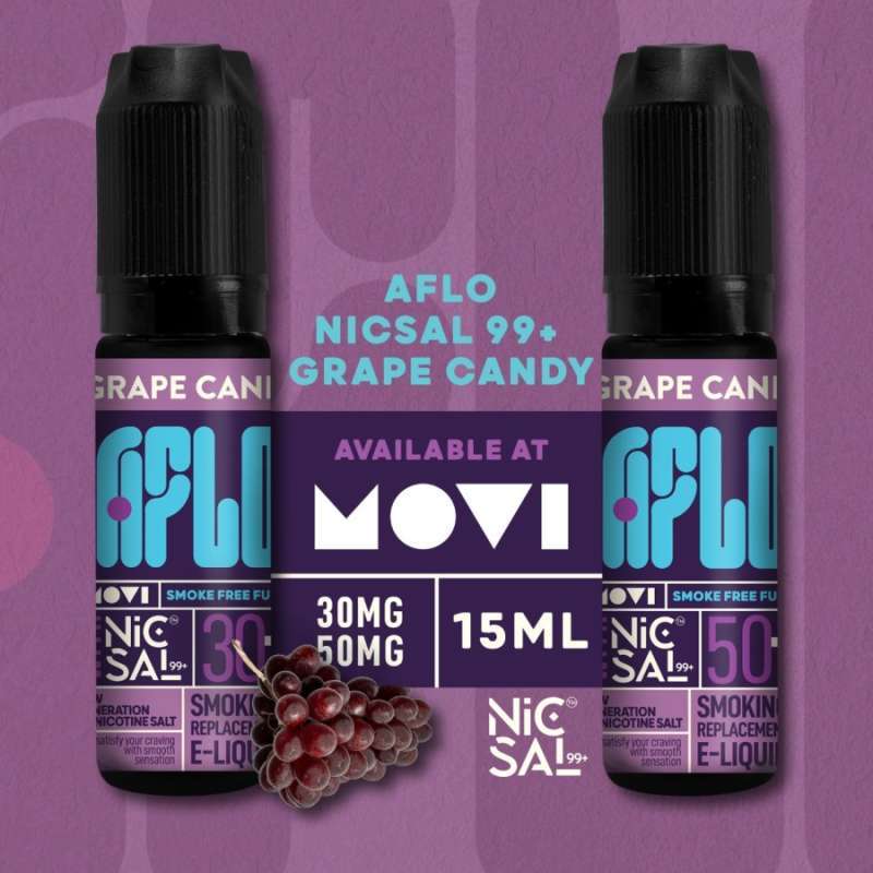 Jual LIQUID MOVI NICSAL99+ AFLO SALTNIC GRAPE CANDY di Seller MOVI ...