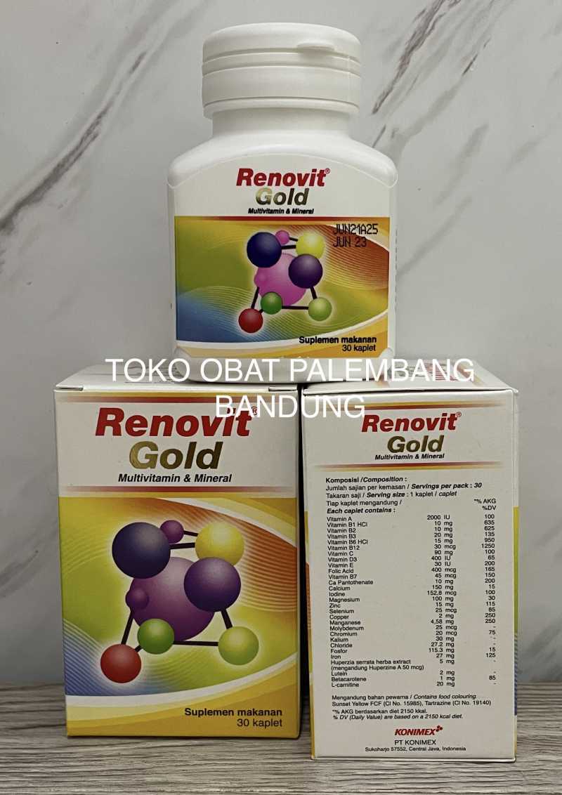 Jual RENOVIT GOLD 30 KAPLET MULTIVITAMIN & MINERAL FUNGSI PENGLIHATAN ...