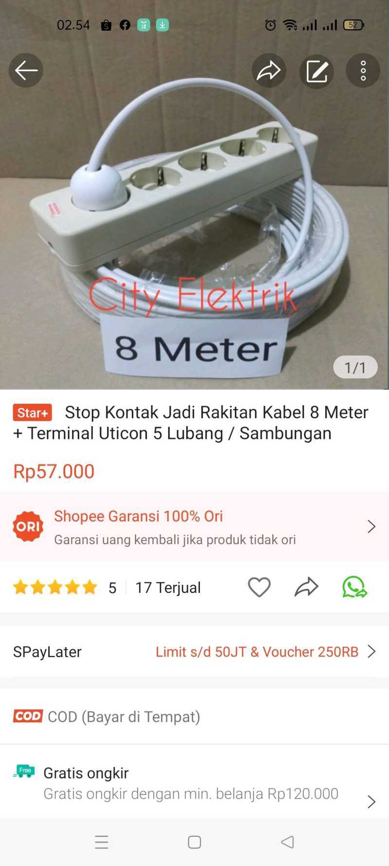 Jual Stop Kontak Jadi Rakitan Kabel 10 Meter + Terminal Uticon 5 Lubang + Steker Arde Broco ...