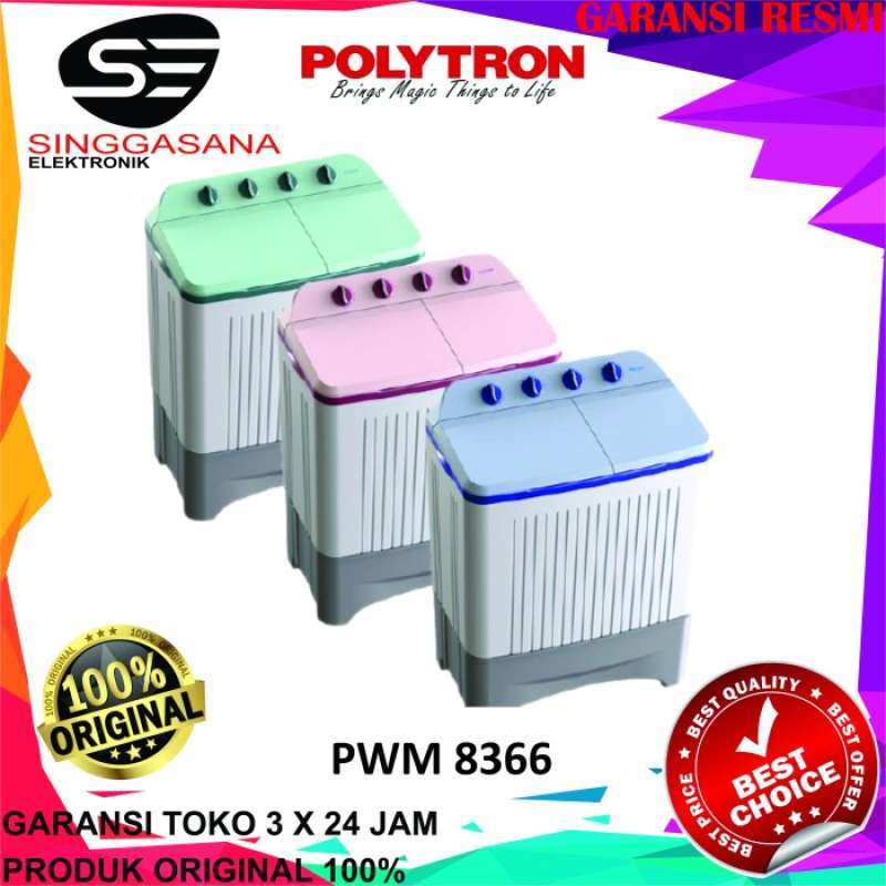 Jual MESIN CUCI POLYTRON PWM-8366 / PWM8366 , 2 TABUNG 8 KG di Seller ...