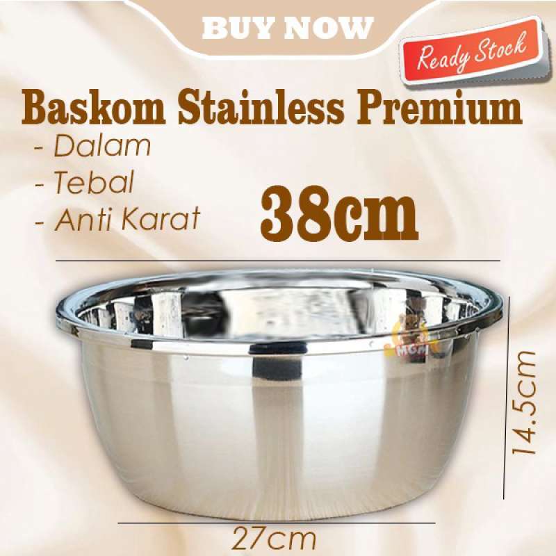 Jual Baskom stainless PREMIUM 38CM TEBAL anti karat baskom dalam ...
