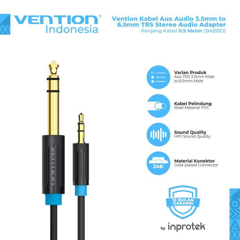 Jual Vention Kabel Aux Audio 3.5mm to 6.5mm TRS Stereo Audio Adapter di Seller Vention by ...