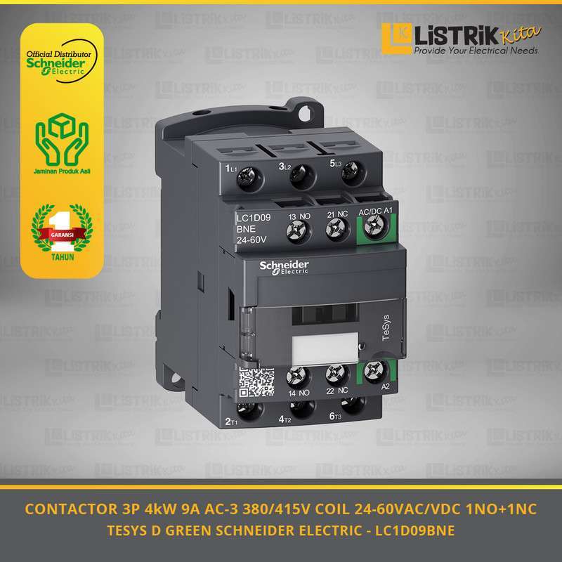 Jual CONTACTOR 3P 4kW 9A AC3 380-415V COIL 24-60V AC-DC & 110-250V AC ...