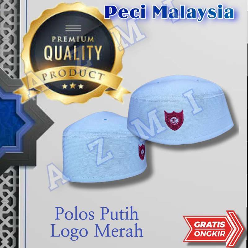 Jual Peci peci malaysia murah malaisia logo songkok kopiah Putih Logo ...