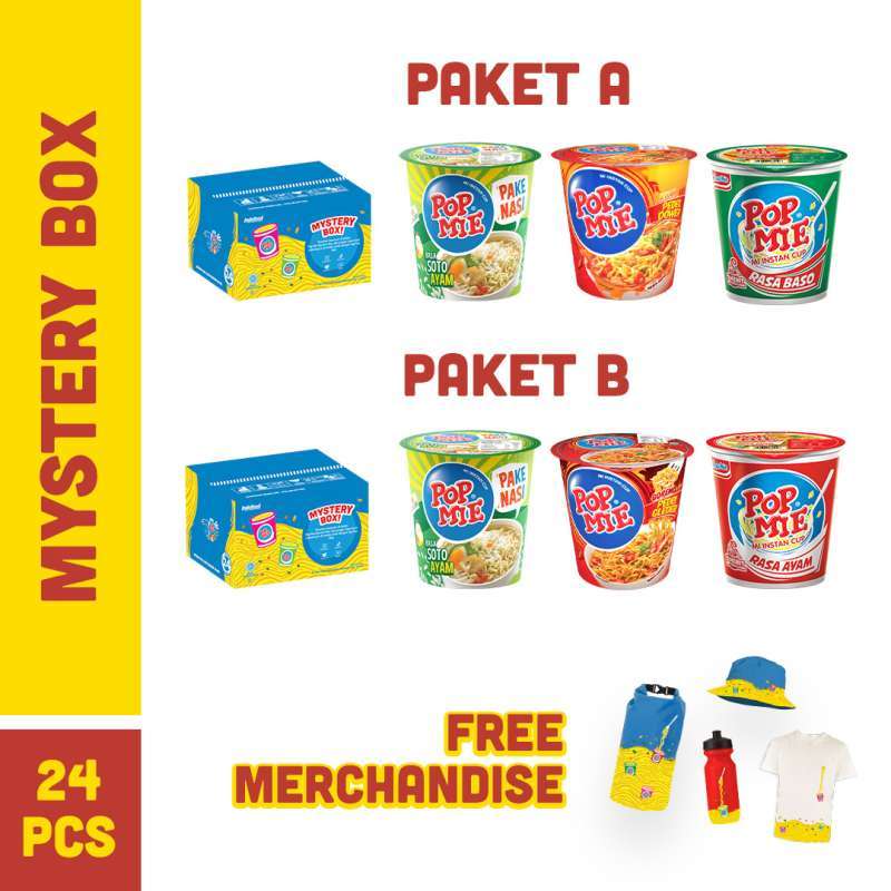 Jual 1 Dus isi 24 Pcs - Pop Mie Mystery Box Mix 3 Varian FREE Random ...