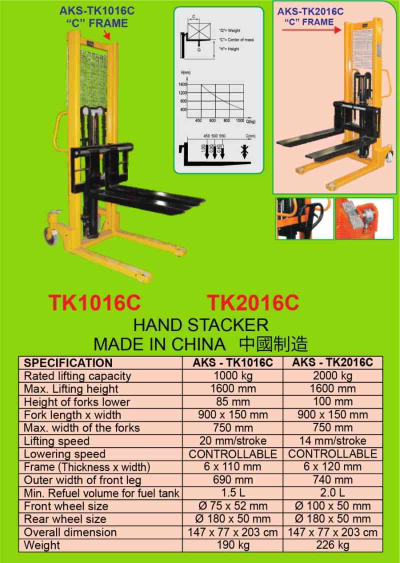 Jual Alat Angkat Barang Hand Stacker / Lift 2 ton 160 cm C Frame - Ada ...