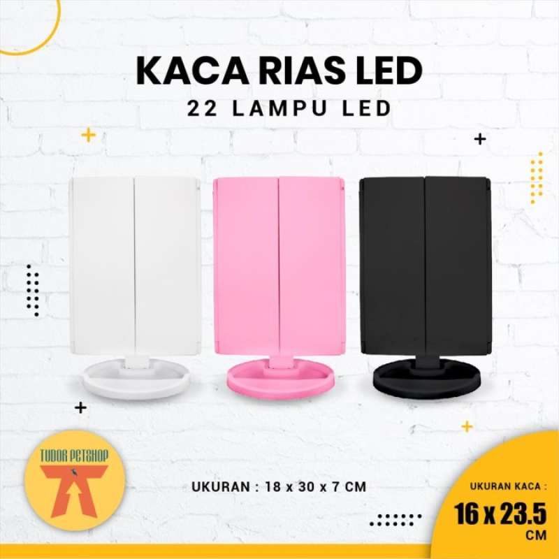 Jual Kaca Rias FULL LED Kotak 180 Rotation with Zoom / Make Up Mirror ...