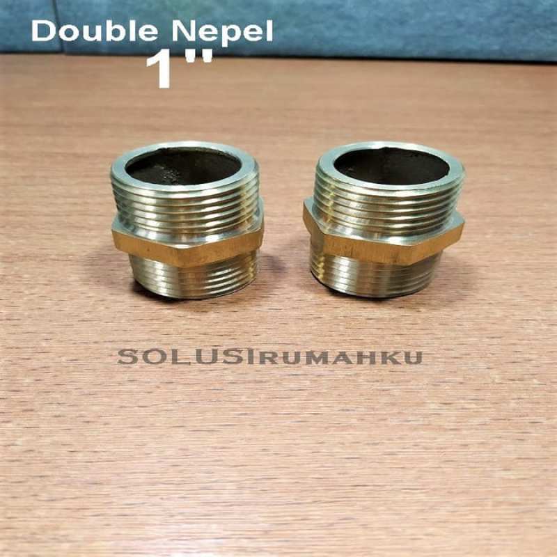 Jual Dijual DOUBLE NEPEL KUNINGAN 1 INCH dobel nepple nipel DRAT LUAR 2 ...