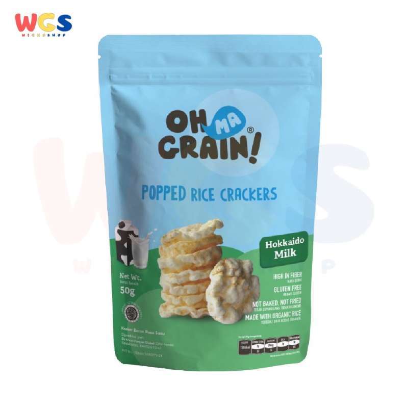 Jual Oh Ma Grain Organic Popped Rice Crackers Hokkaido Milk Gluten Free ...