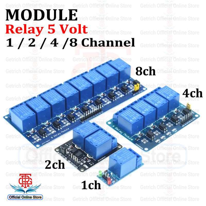 Jual Relay Module for Arduino PIC DSP AVR Pi 5V Low Trigger 1 2 4 8 ...