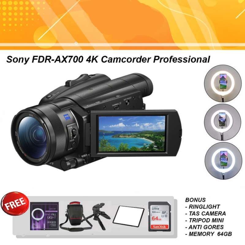 Promo Handycam Sony FDR-AX700 4K Camcorder Professional AX-700 Paket ...