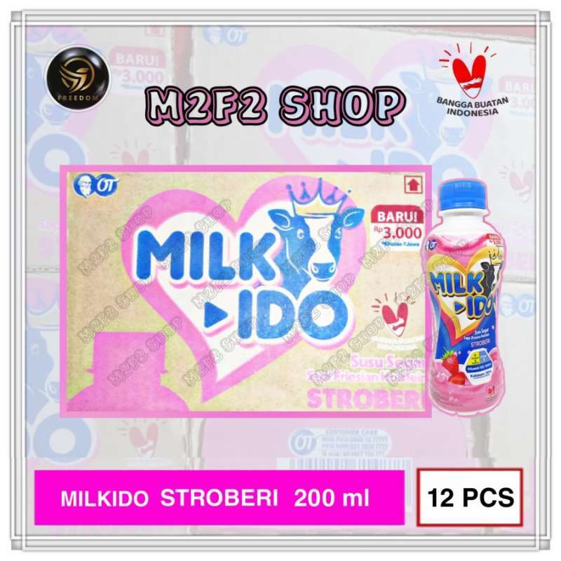 Jual Susu Segar Milkido Rasa Stroberi UHT Botol Plastik Pet - 200 ml ...
