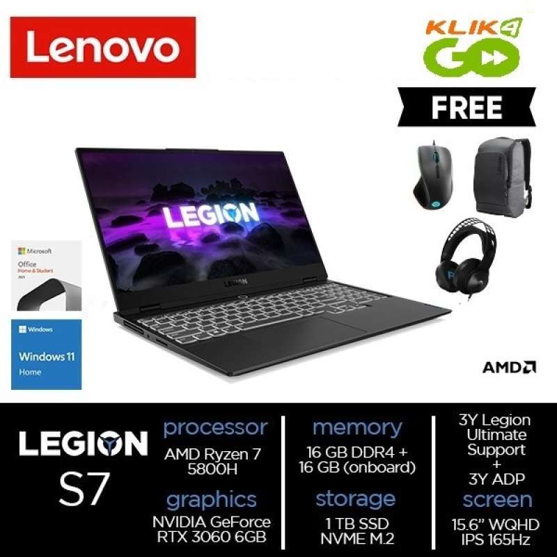 Jual LENOVO LEGION S7 15ACH6 - AMD Ryzen 7 5800H - RAM 32GB - 1TB SSD ...