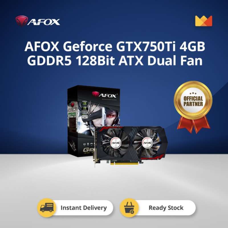 Jual AFOX Geforce GTX750Ti 4GB GDDR5 128Bit DVI HDMI VGA ATX Dual Fan ...