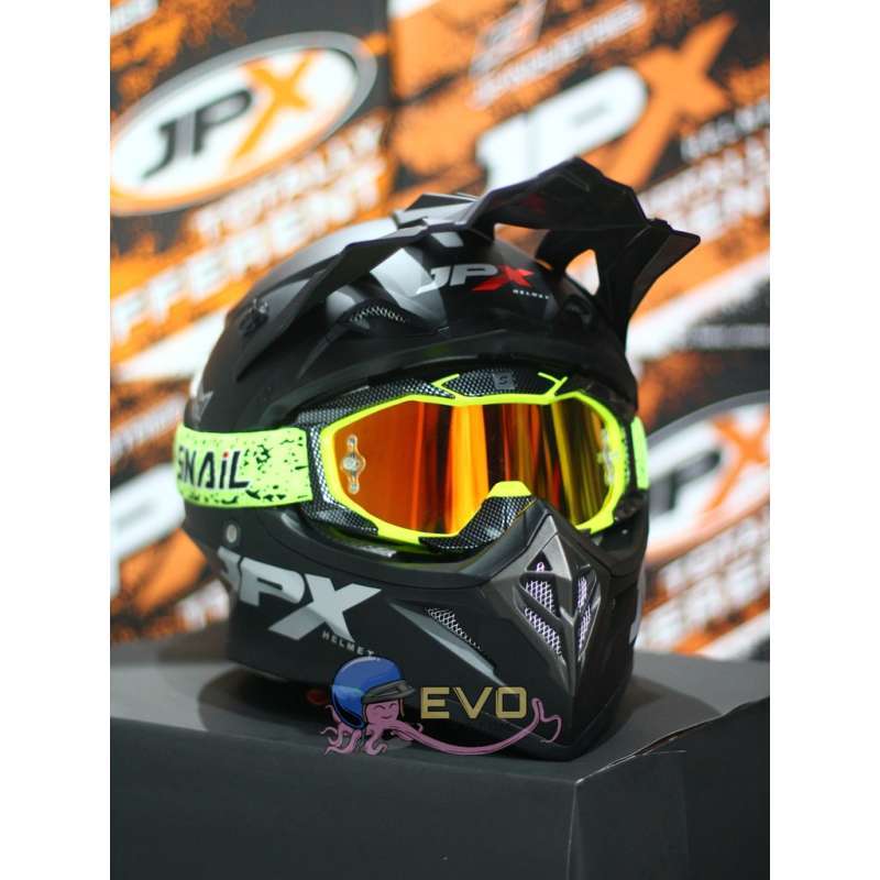 Promo HELM JPX CROSS_SOLID - BLACK DOFF / SILVER + GOOGLE SNAIL (ONGKIR ...