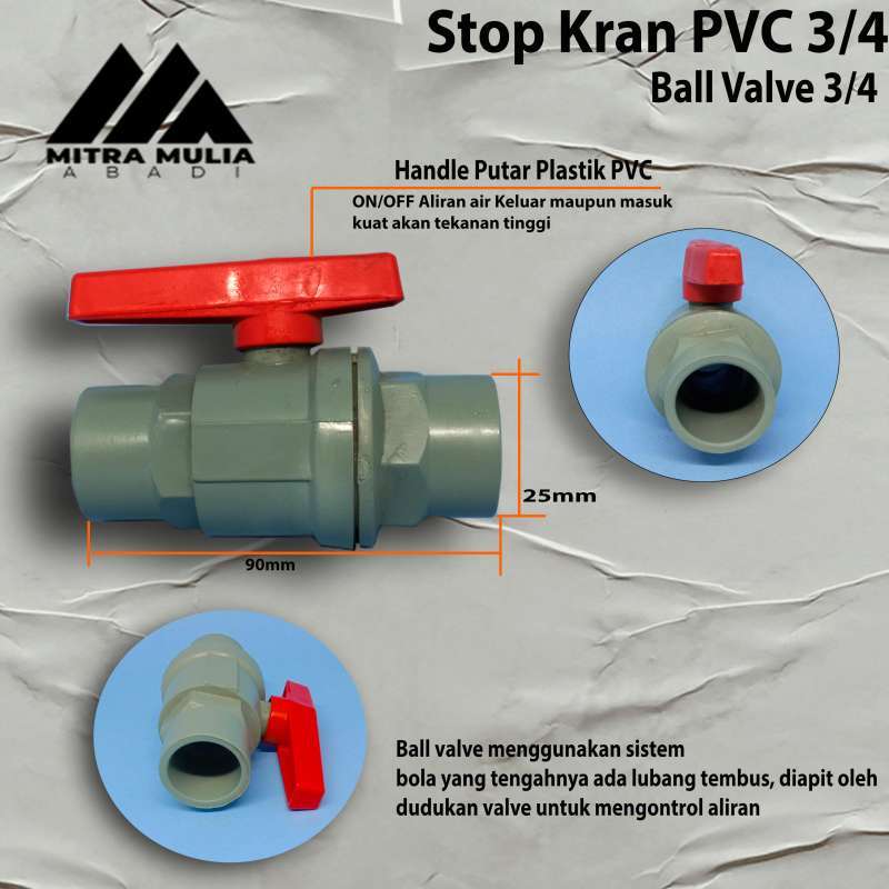 Jual Stop Kran Pvc 3/4 l Ball Valve Pvc 3/4 Inch Inci di Seller Sumbermakmurwrap - Margasari ...