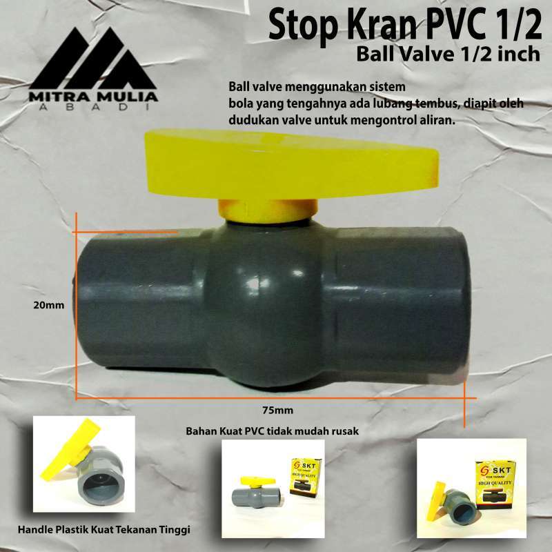 Jual Stop Kran Pvc 1/2 l Ball Valve Pvc 1/2 Inch Inci - Tidak Ditentukan di Seller ...