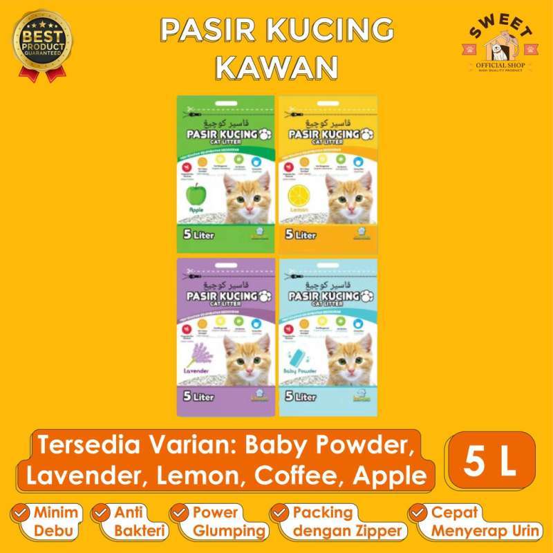 Jual PASIR KUCING KAWAN 5 L - KAWAN PASIR KUCING GUMPAL WANGI BENTONITE ...