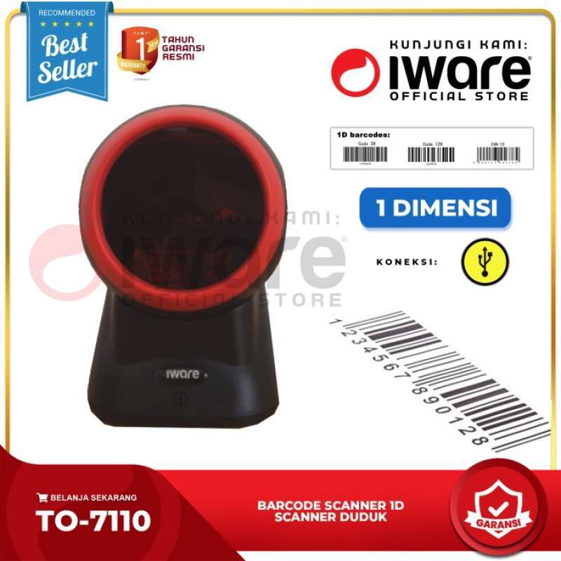 Jual ORIGINAL BARCODE SCANNER 1D LASER DUDUK OMNI DIRECTIONAL IWARE TO ...