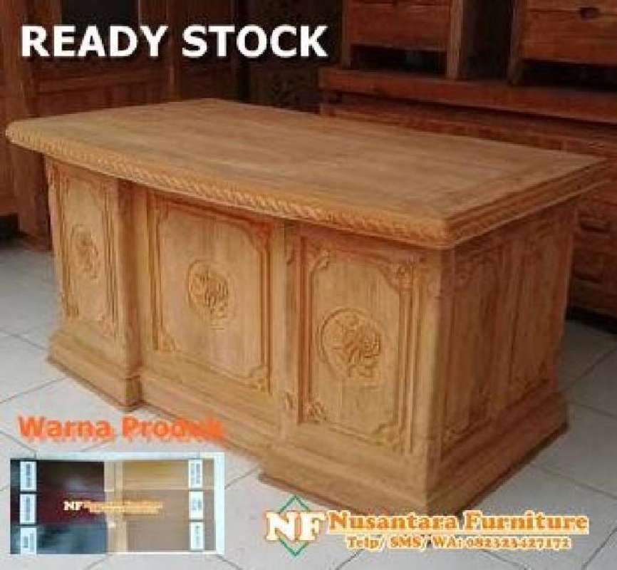Jual Meja Kantor Kayu Jati Motif Mawar Meja Kantor Kayu Ukiran - Sudah ...