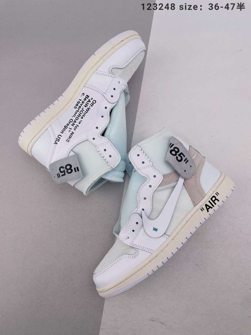 Jual Off-white x NIKE AIR Jordan 1 Retro high white ten high top White ...