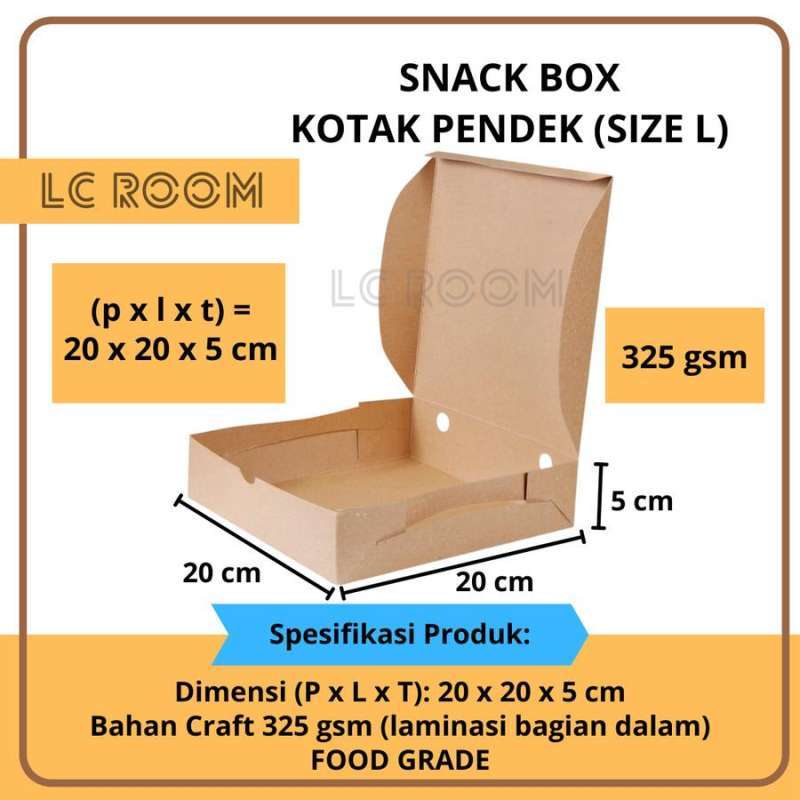 Jual Paper Snack Box Kotak Pendek Dus Kue Roti Pizza Kertas Kraft ...