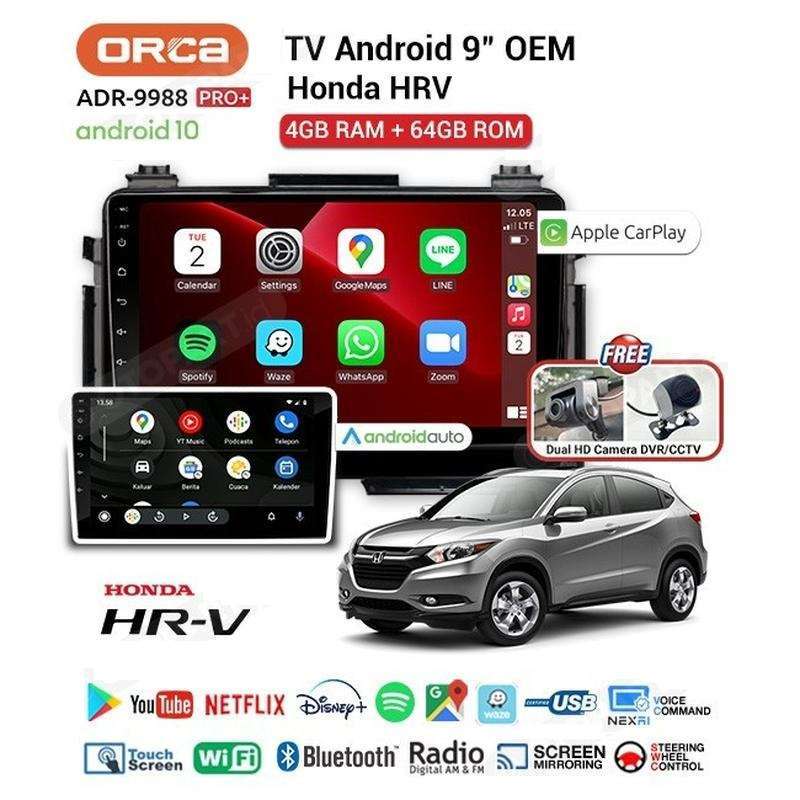 Jual Head Unit TV Android 9 inch PRO DVR Honda HR-V/HRV ORCA (4+64G) di ...