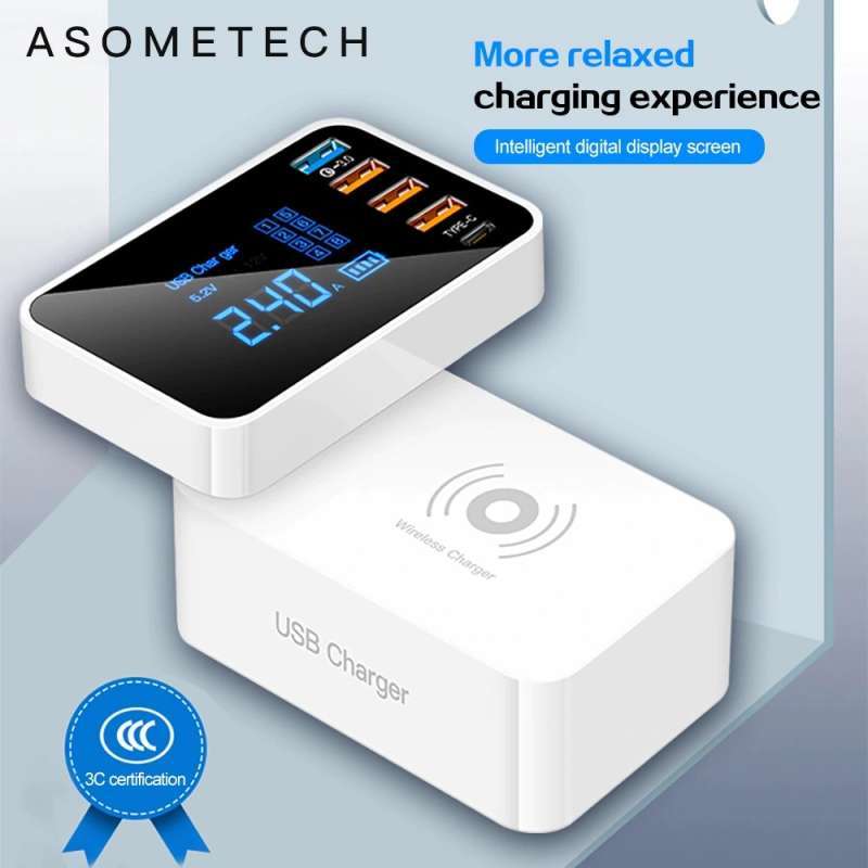 Promo TRIPLEDI Wireless Charger 4 Port USB Type C Fast Charging Travel ...