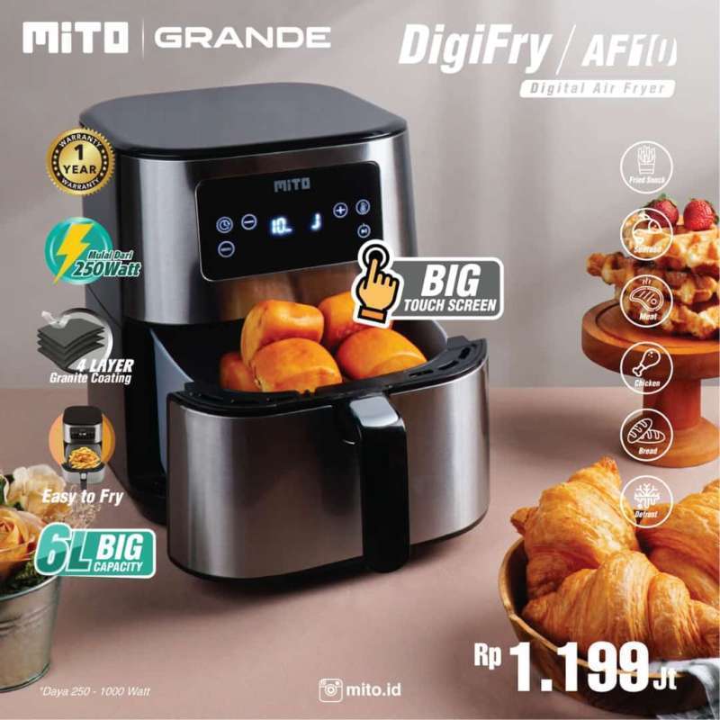 Jual Air Fryer Mito Grande Af10 Digi Fry 6 Liter Garansi Resmi Di ...