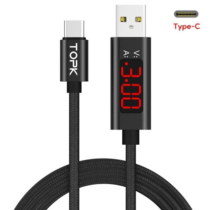 Jual TOPK Kabel Charger USB Type C Braided 3A 1.2 Meter with Voltage ...