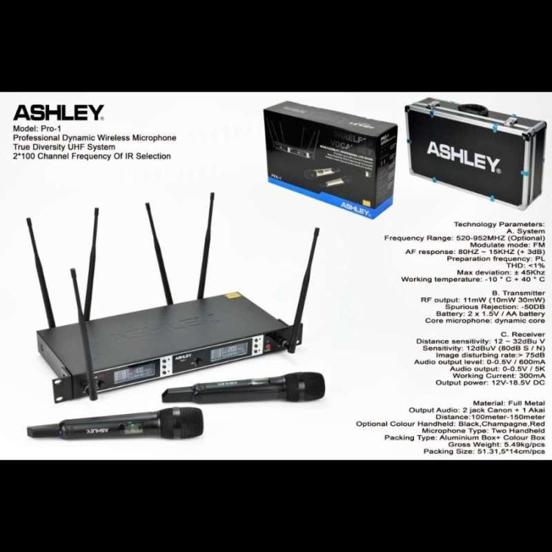 Jual Mic ashley pro 1 2handle pegang besar handle wireless original ...