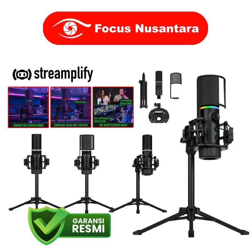 Jual FOCUS NUSANTARA - STREAMPLIFY Mic Tripod RGB Microphone di Seller ...