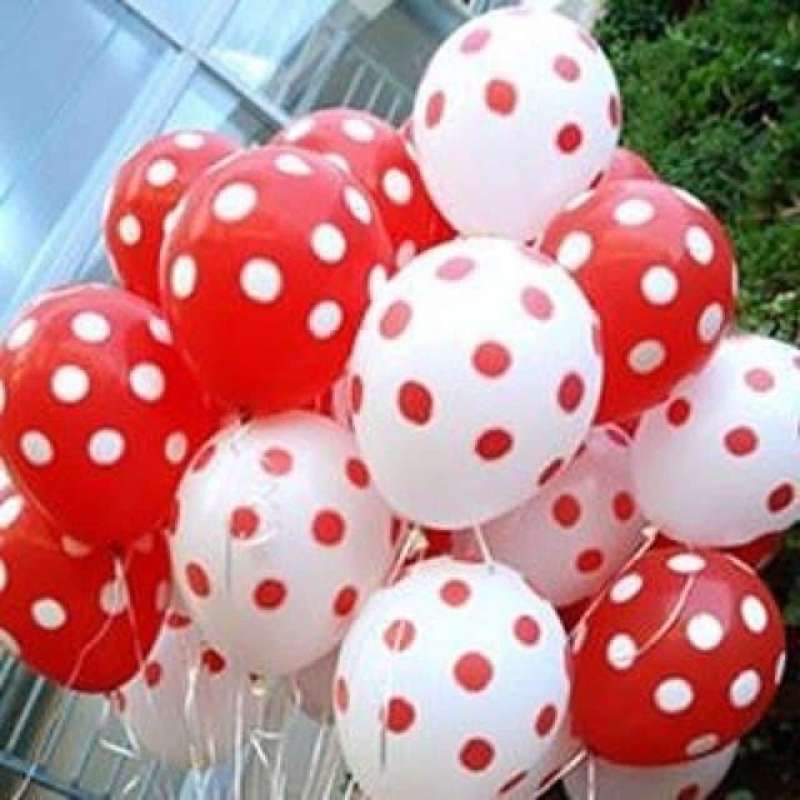 Jual Balon Latex Polkadot Merah Putih / Balon Dot Merah Putih - Merah ...