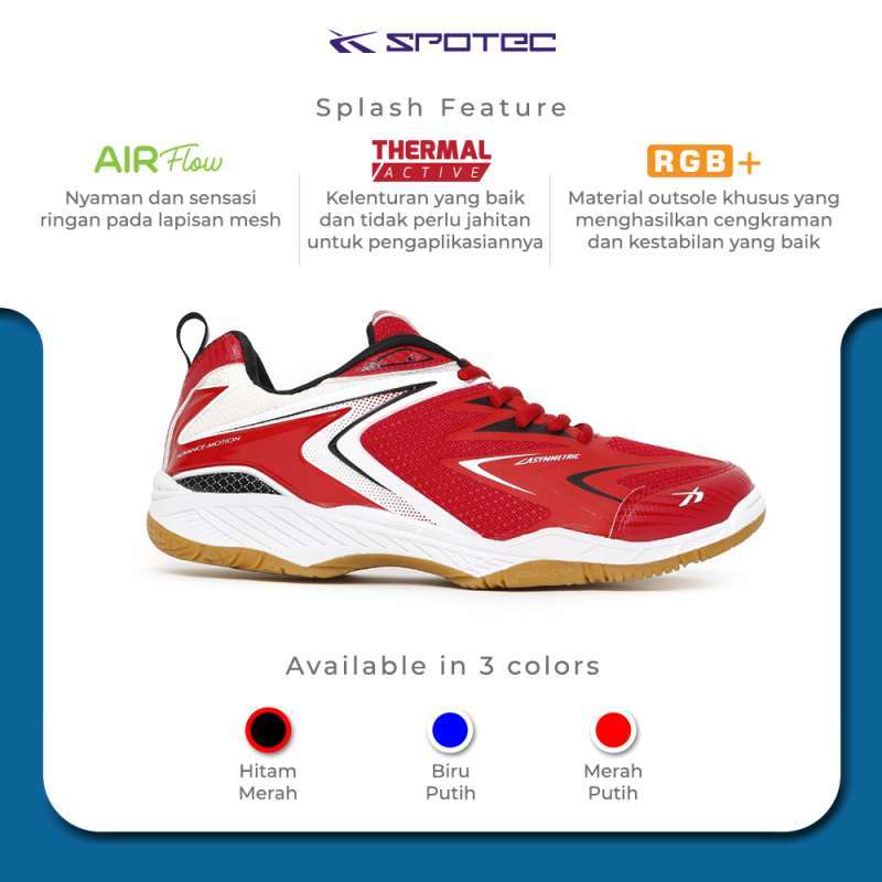 Promo Spotec Sepatu Bulutangkis Badminton Splash Merah - Putih - 38 ...