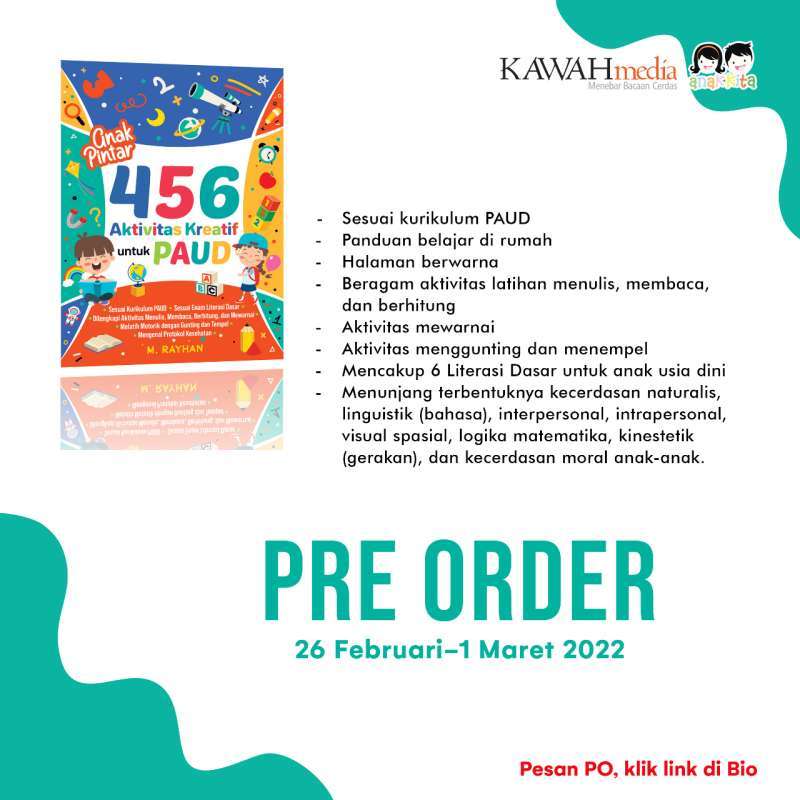 Jual Pre Order Buku Anak Pintar 456 Aktivitas Kreatif untuk PAUD anak ...