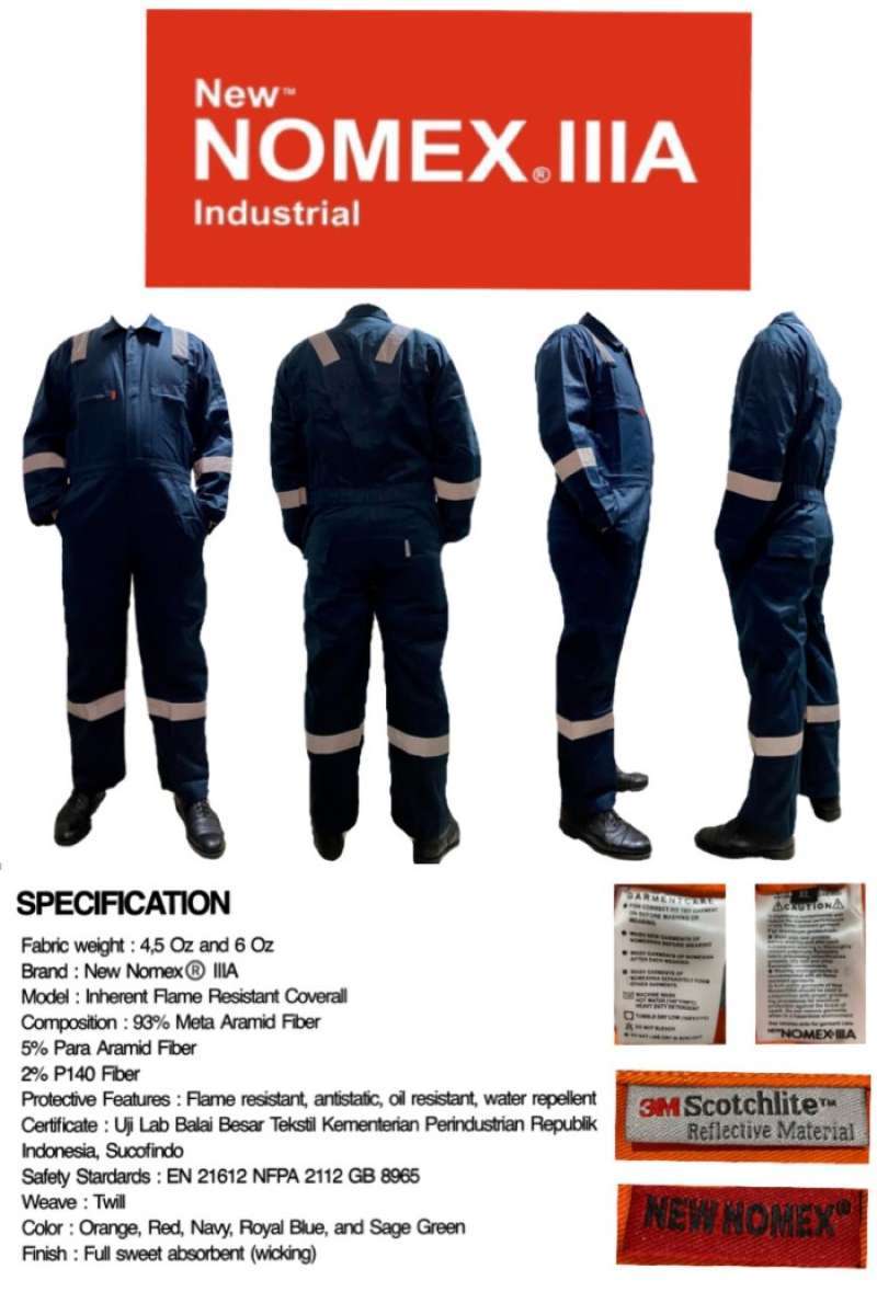 Jual Wearpack Pemadam Coverall Anti Api Nomex Biru Navy/Dongker Size M ...