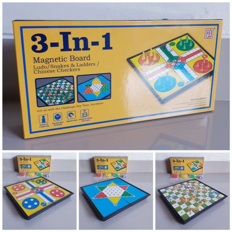 Jual Mainan 3 In 1 Magnetic Board Games Ular Tangga Ludo Halma Magnet ...