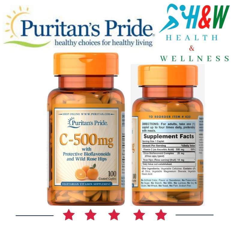 Jual Puritan's Pride Suplemen Vitamin C 500mg With Bioflavonoids & Wild ...